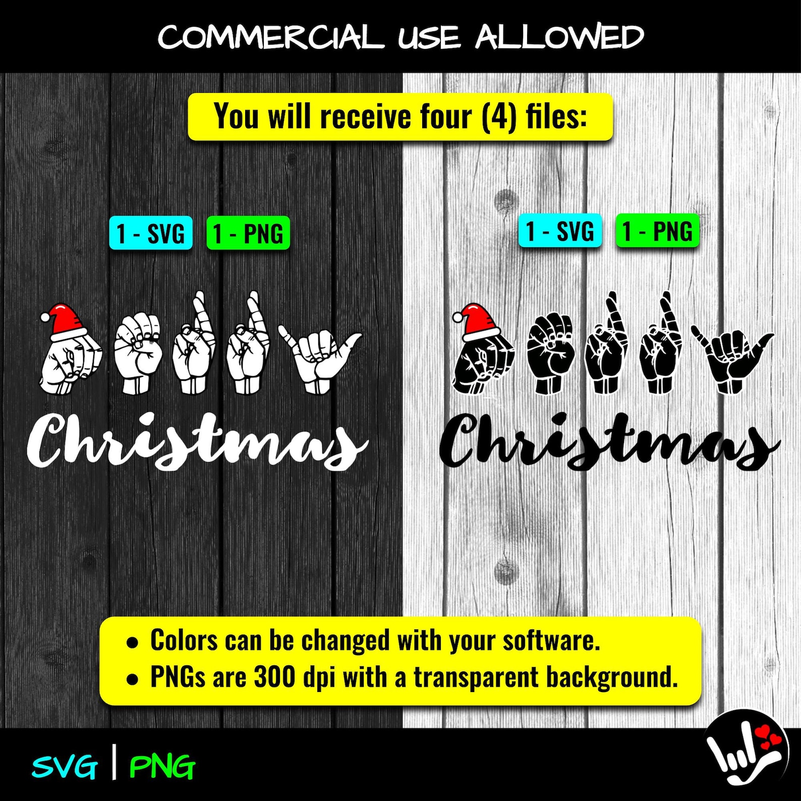 ASL Xmas SVG Merry Christmas Santa Hat Sign Language Svg Cut Files ...