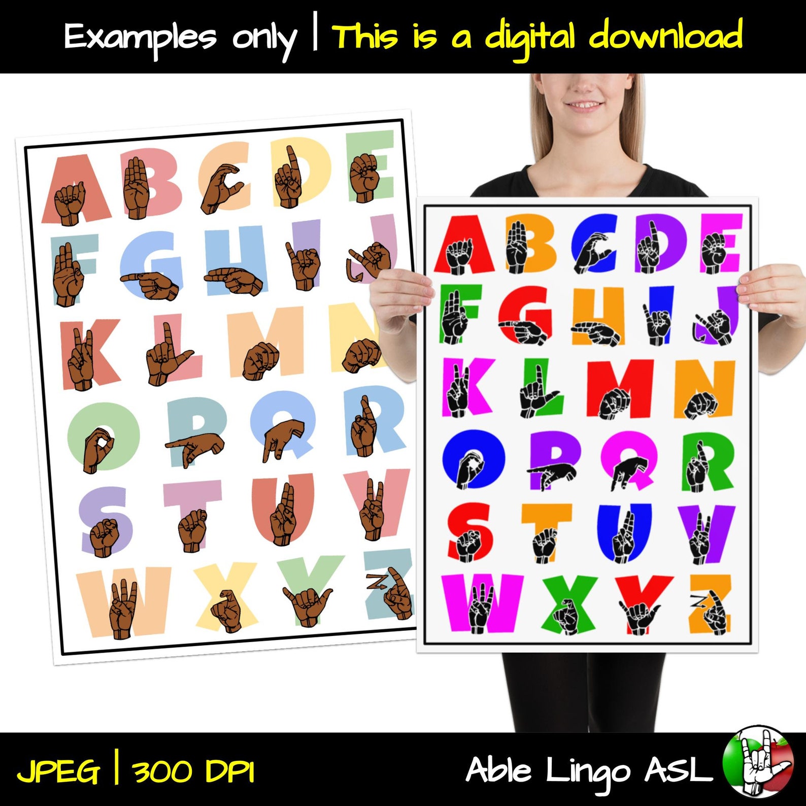 Sign Language Alphabet Chart Bundle ASL Abcs Chart Sign - Etsy