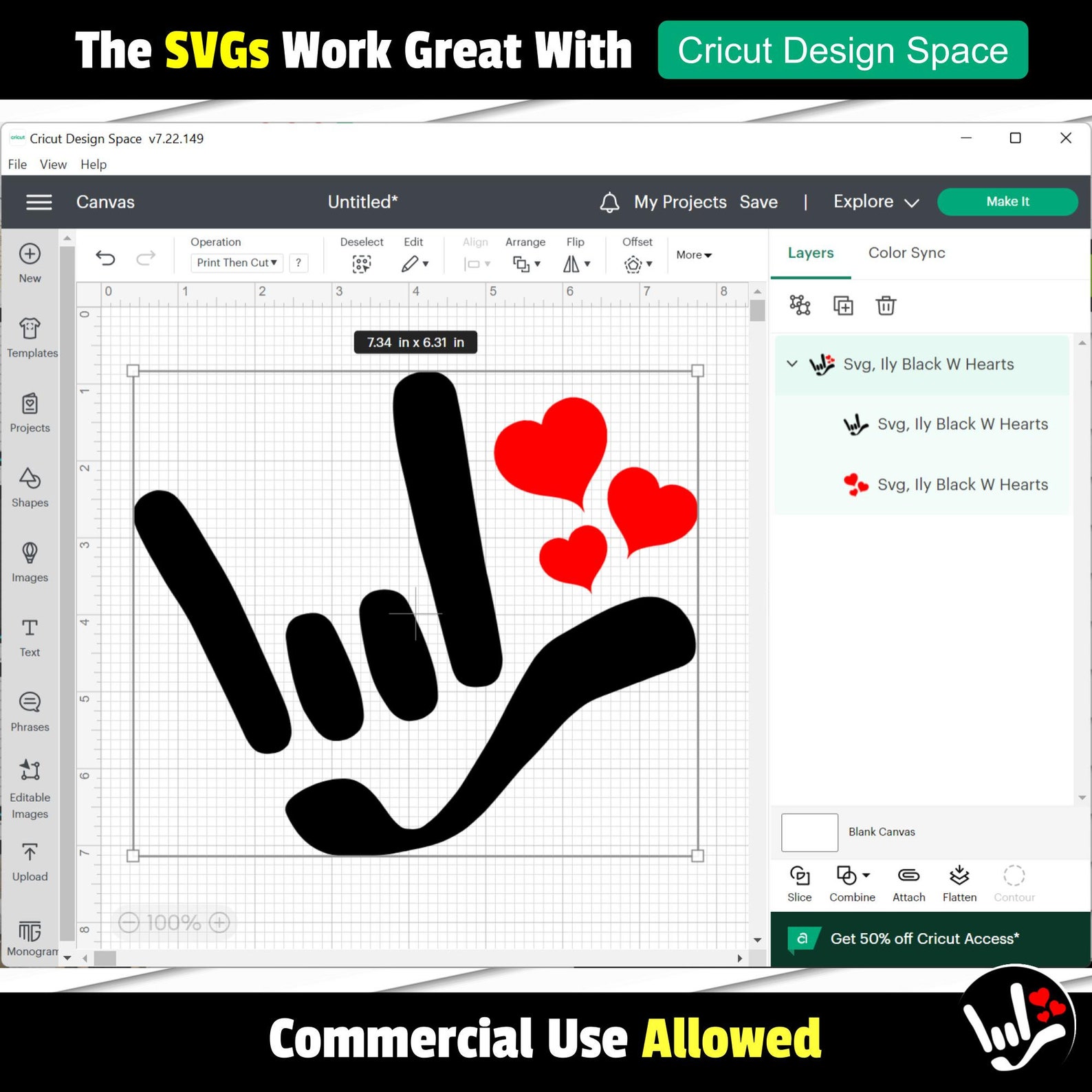 ASL SVG I Love You Ily Signs Svg Png Black White With/without Hearts ...