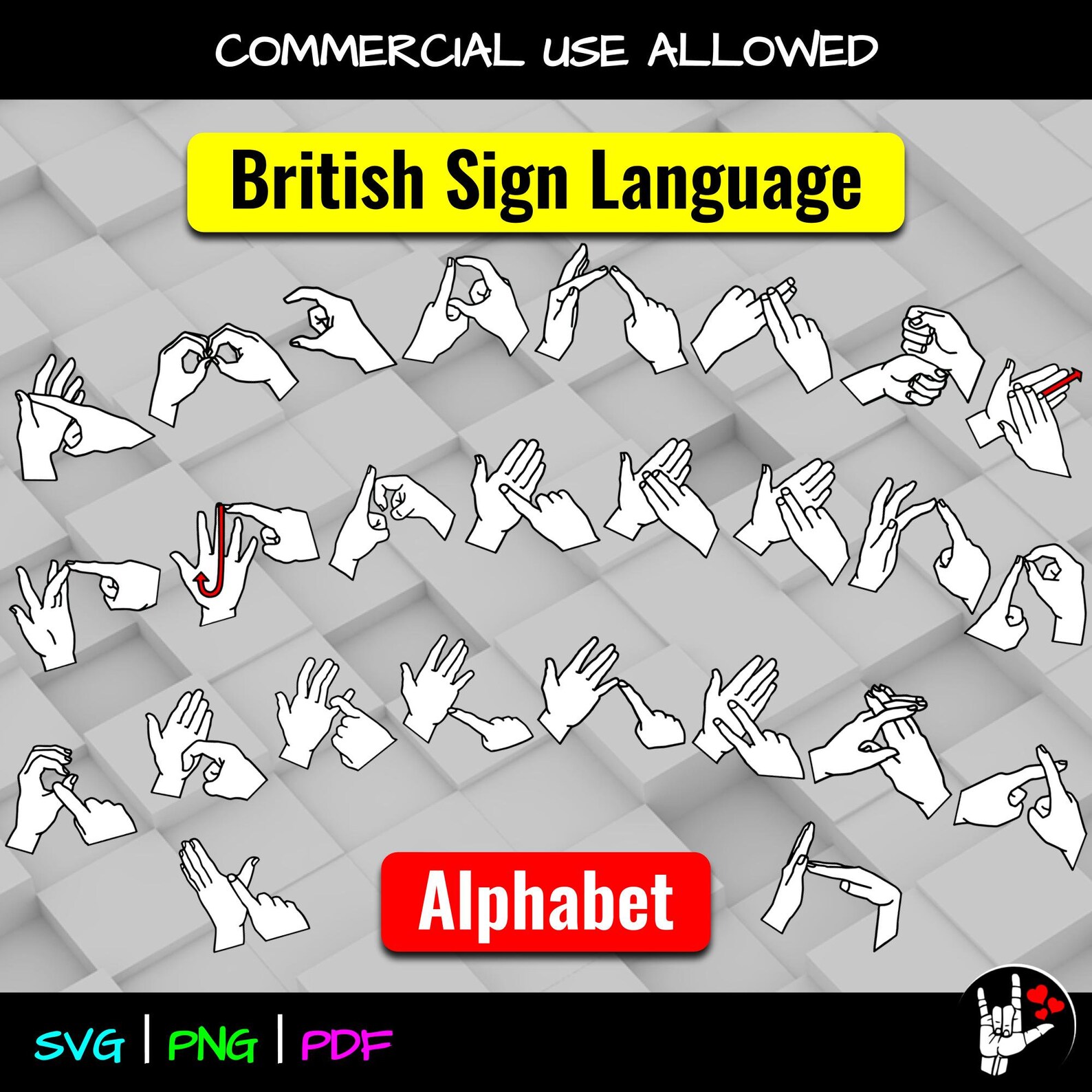 BSL Sign Language Alphabet SVG Bundle BSL Alphabet British | Etsy