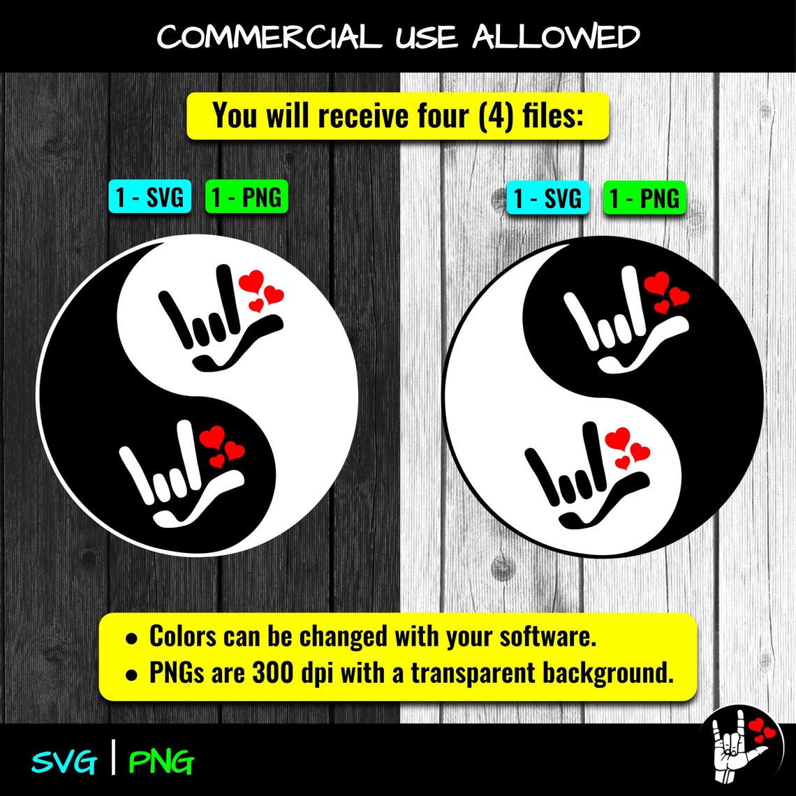 ASL SVG ILY I Love You Yin Yang Sign Language Svg Cut - Etsy