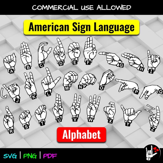 ASL SVG Sign Language Alphabet SVG American Sign Language - Etsy Finland