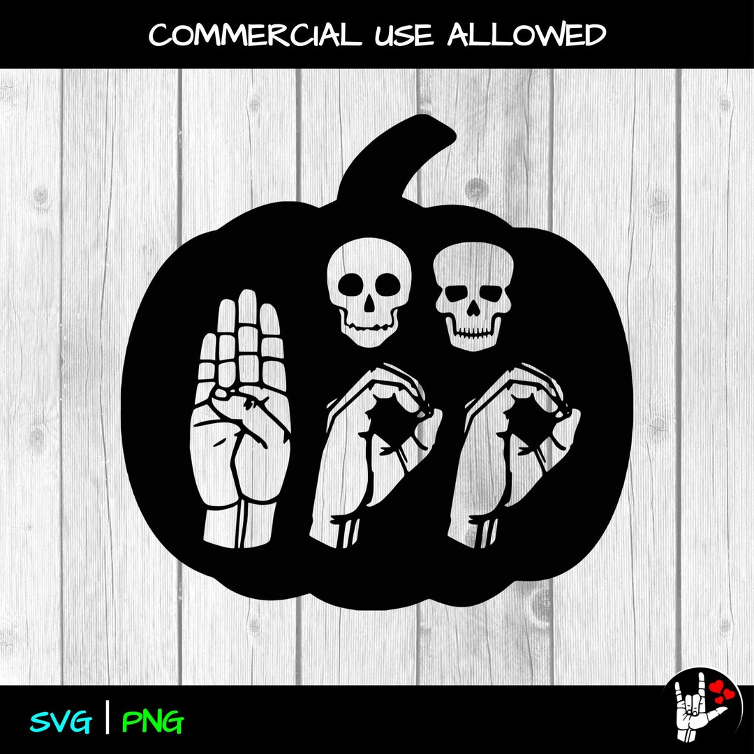 ASL Halloween Boo SVG • Sign Language Pumpkin Cut File (digital ...