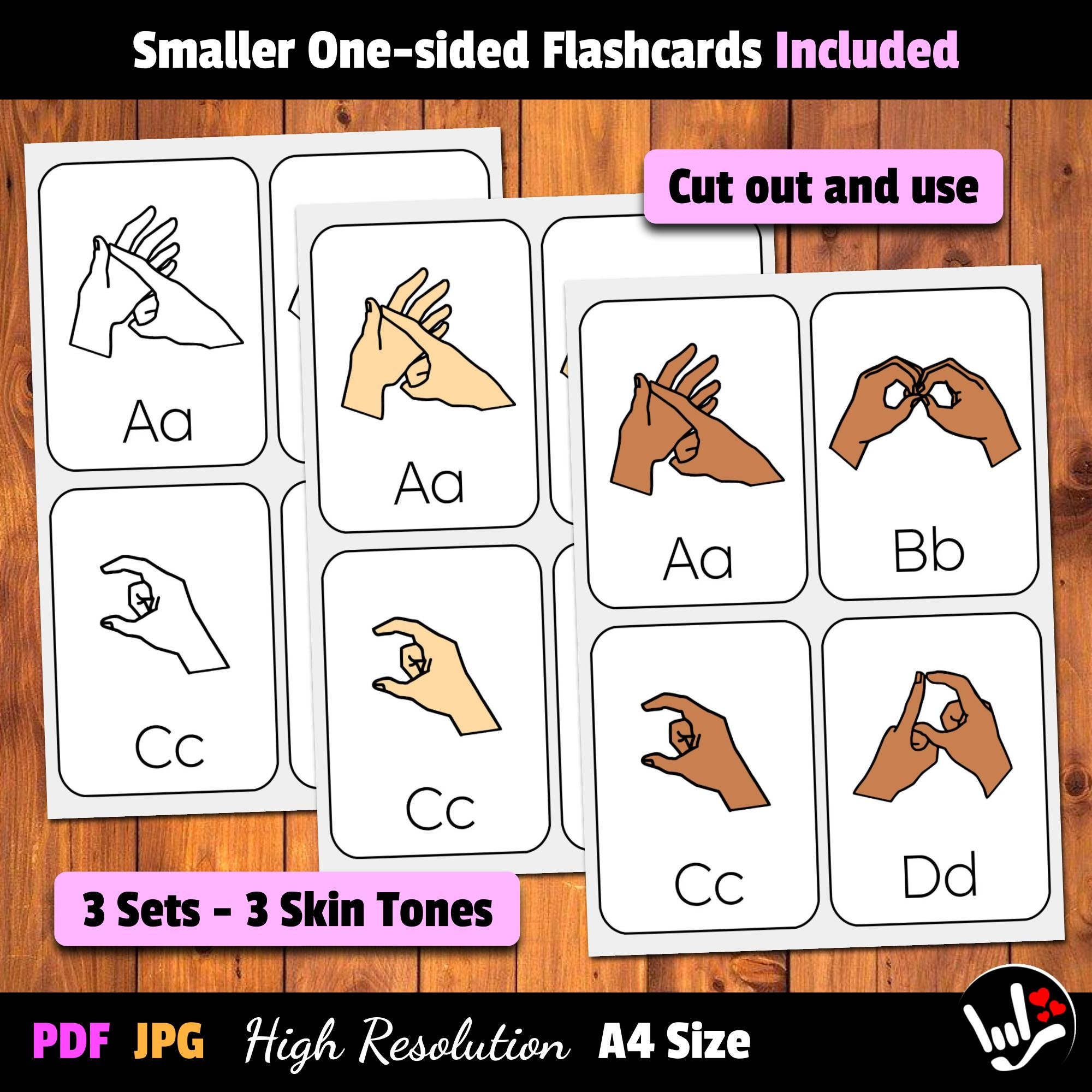 BSL Printable Alphabet Charts & Flashcards A4 Size BSL - Etsy UK