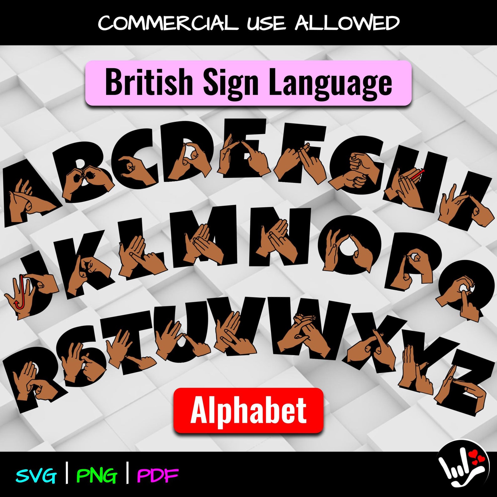 BSL Sign Language Alphabet SVG Bundle BSL Alphabet British - Etsy