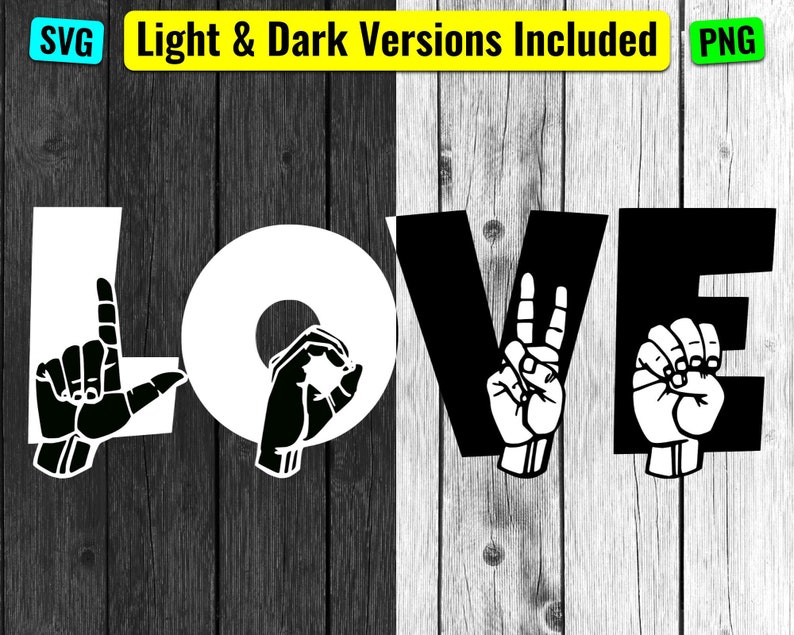 ASL SVG • Love Sign Language Design • Digital Svg PNG • Hand Signs ...