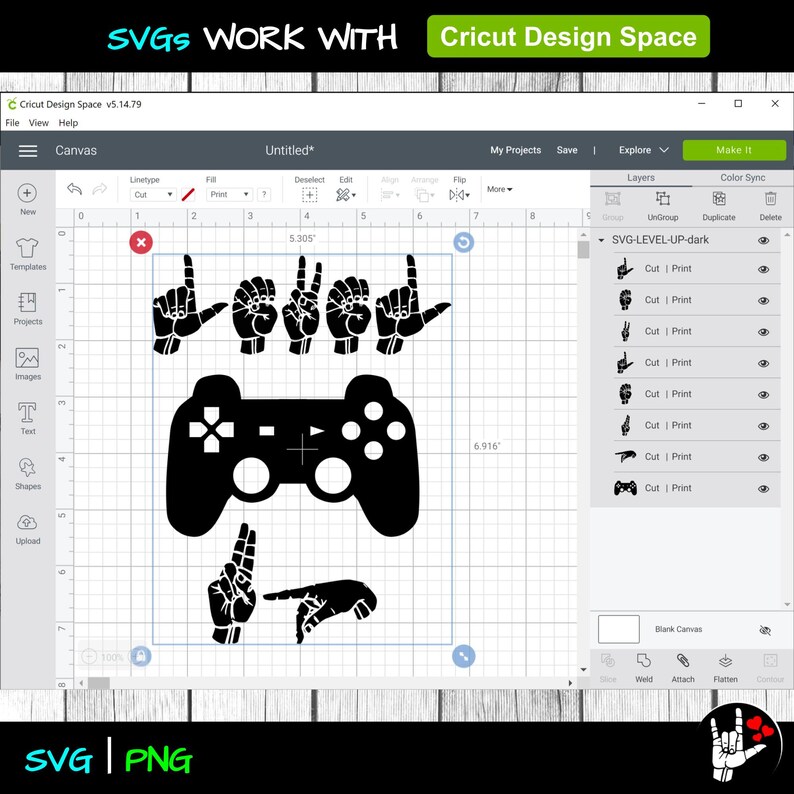 ASL SVG Level up Game Controller Sign Language Svg Cut Files Printable ...