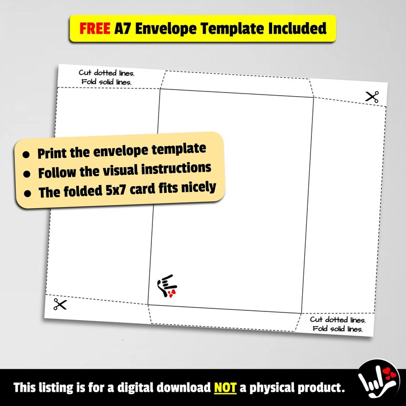 Printable ASL Birthday Card With ASL Alphabet FREE Envelope - Etsy