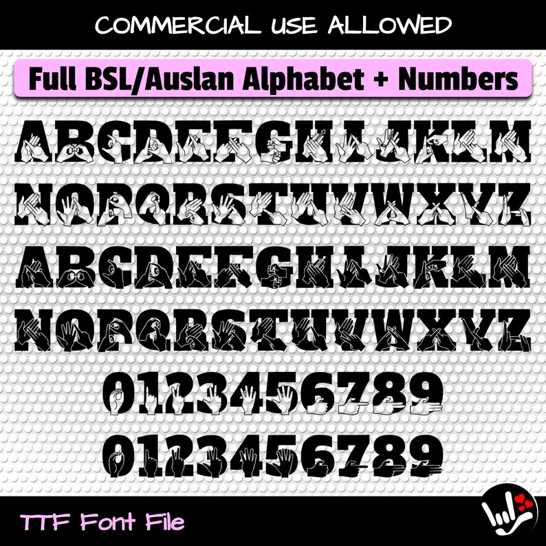BSL Font TTF File Auslan Font File Type in British Sign Language Auslan ...