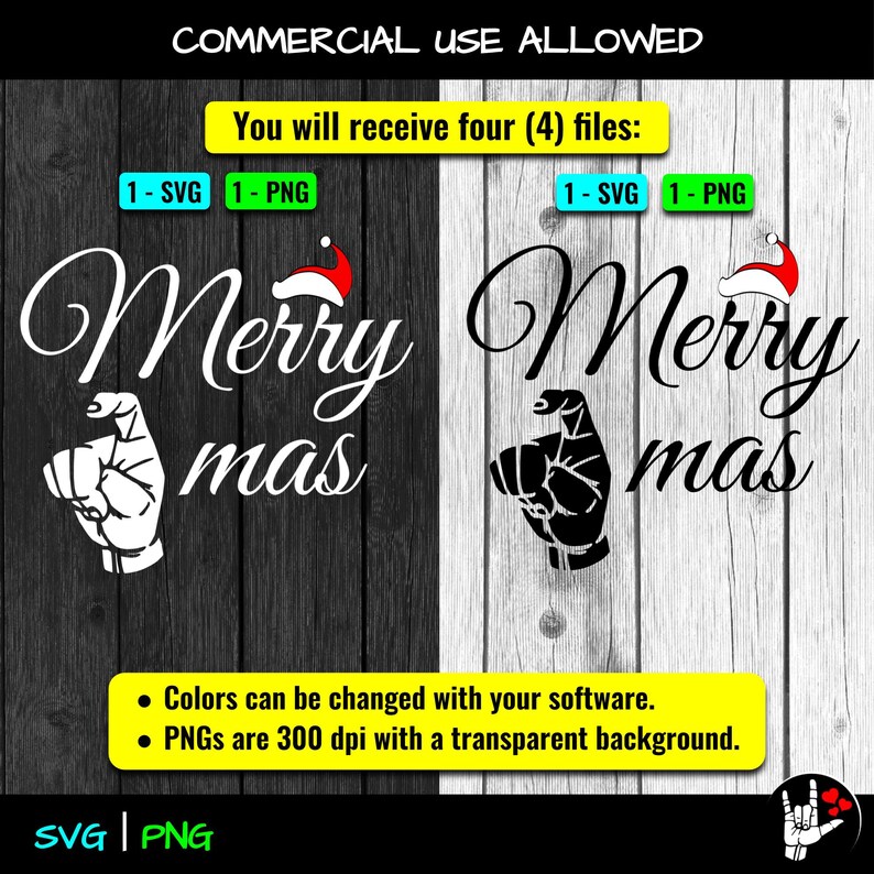 ASL SVG Merry Xmas Christmas Santa Sign Language Svg Cut - Etsy