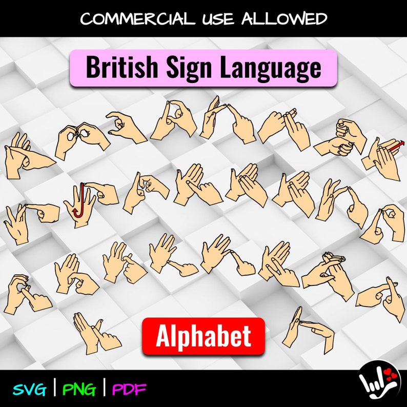 BSL Alphabet Sign Language Alphabet SVG British Sign | Etsy