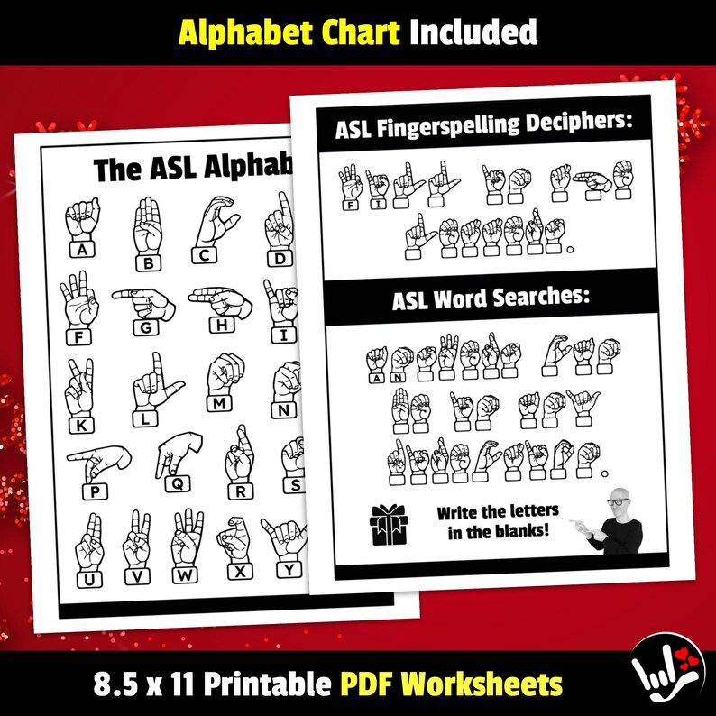 50+ ASL Christmas Word Searches & Fingerspelling Deciphers for ...