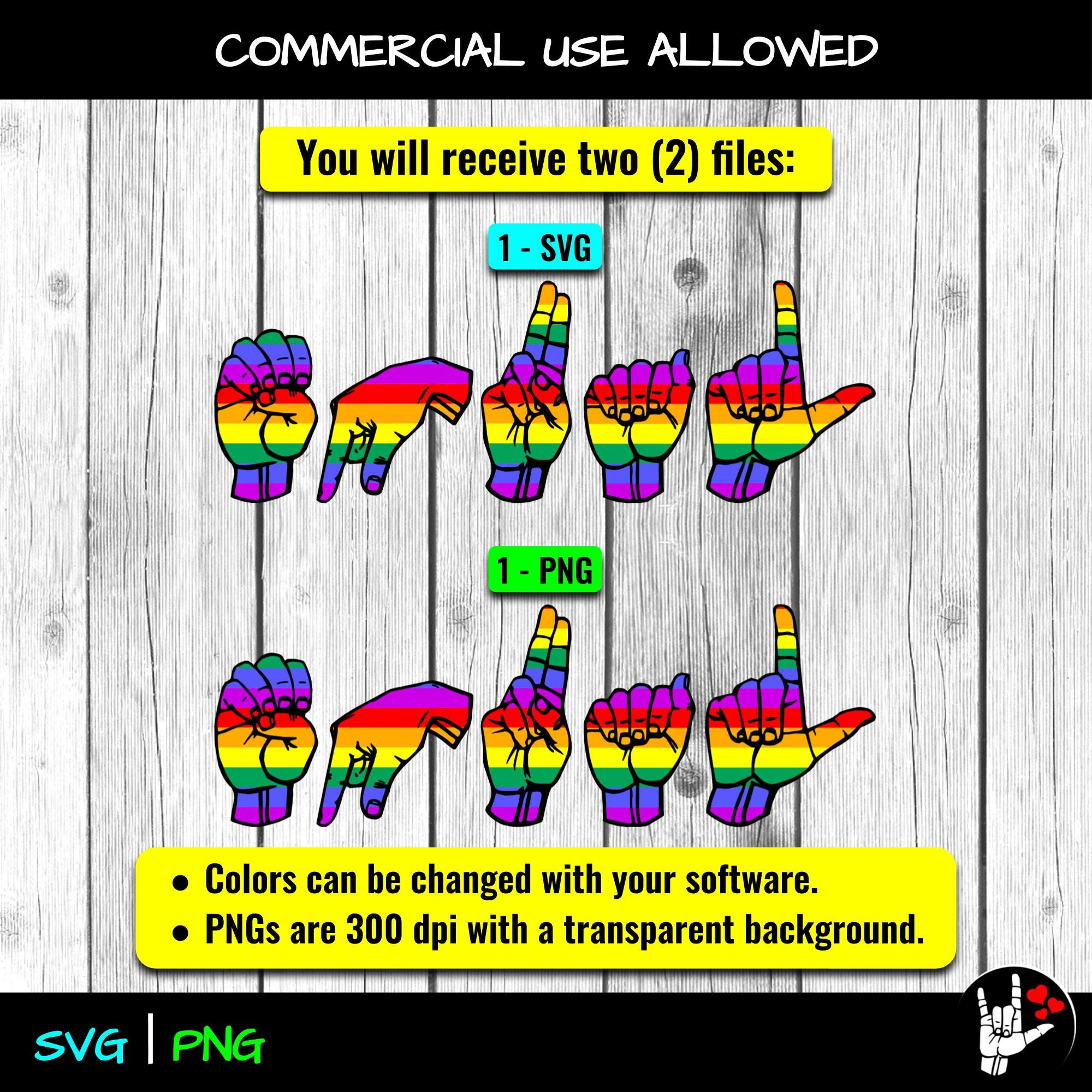 ASL SVG Equal Rainbow Fingerspelling Sign Language SVG Cut Files ...