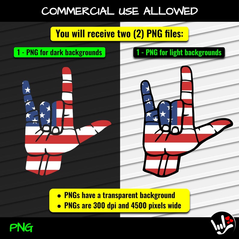ASL Ily PNG USA American Flag Sign Language Png Asl - Etsy