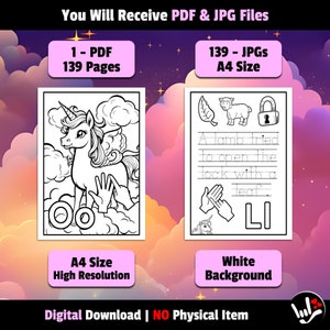 Cute Unicorns Auslan Alphabet Coloring Tracing Activity Pages ...