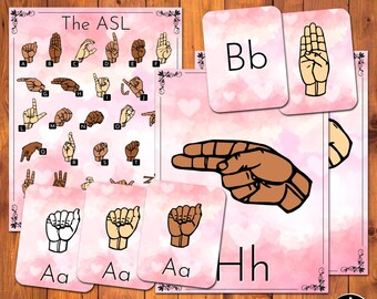 ASL Flashcards Sign Language Bundle ASL Abcs Abc | Etsy