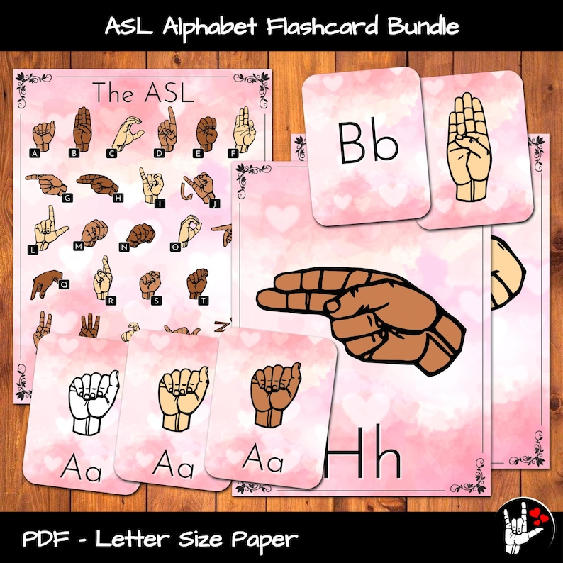 ASL Flashcards Sign Language Bundle ASL Abcs Abc - Etsy