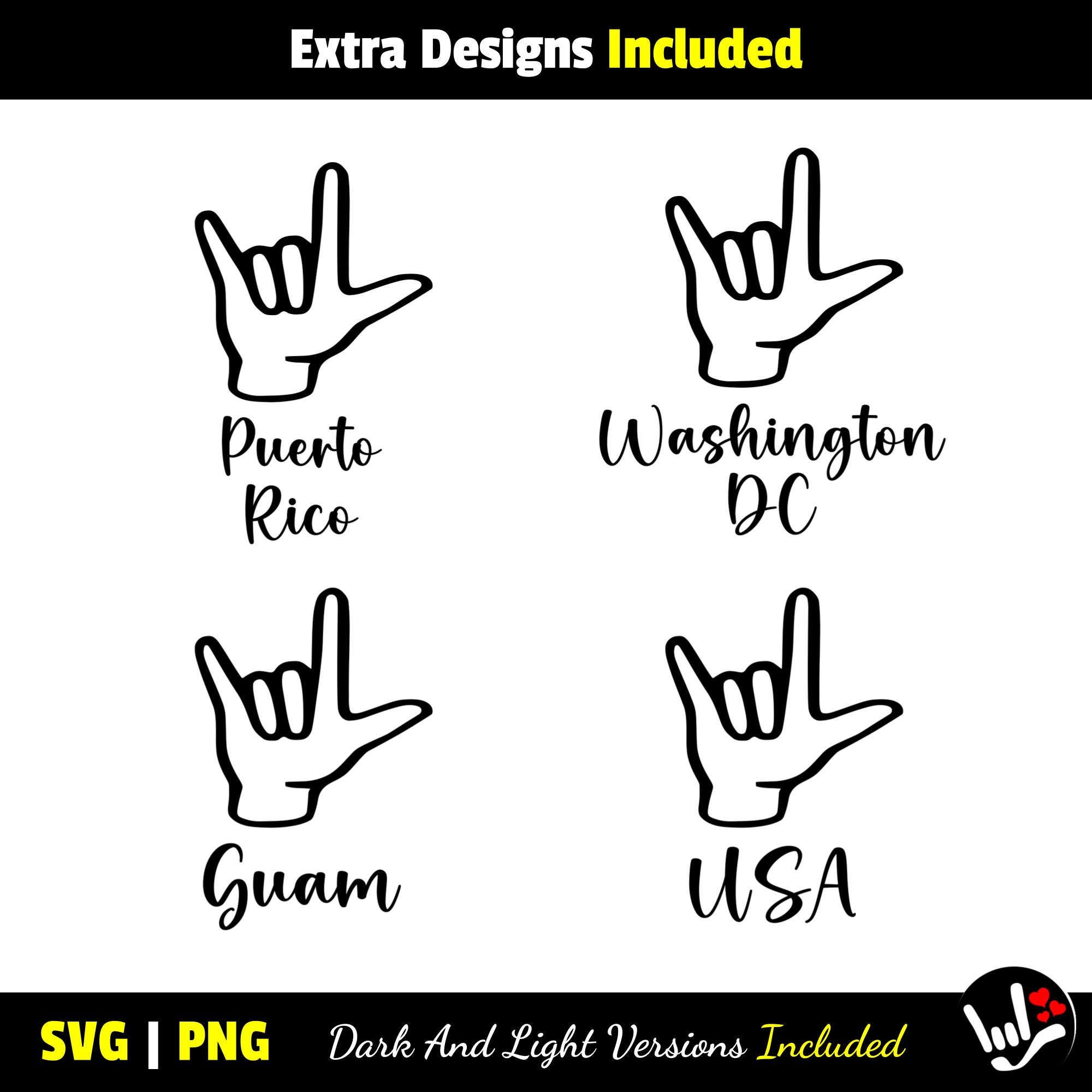 ASL ILY Sign All 50 US States Svg Bundle I Love You American Sign ...