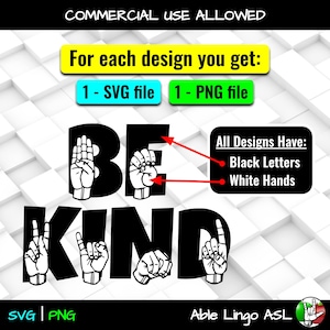 Sign Language SVG Bundle Be Kind ASL Svg Cut Files Fingerspelling ...