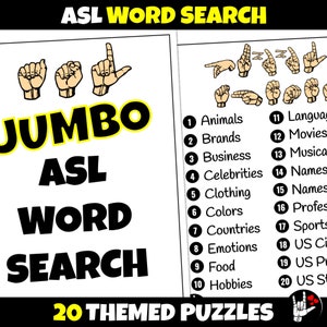 ASL Sign Language Word Search • Printable ASL Word Search • American ...