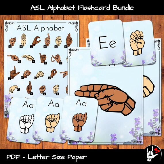 ASL Flashcards Sign Language Bundle ASL ABCs Abc | Etsy
