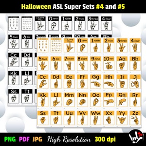 ASL Alphabet Numbers Ilys Halloween Super Sets | Clipart Charts Posters ...