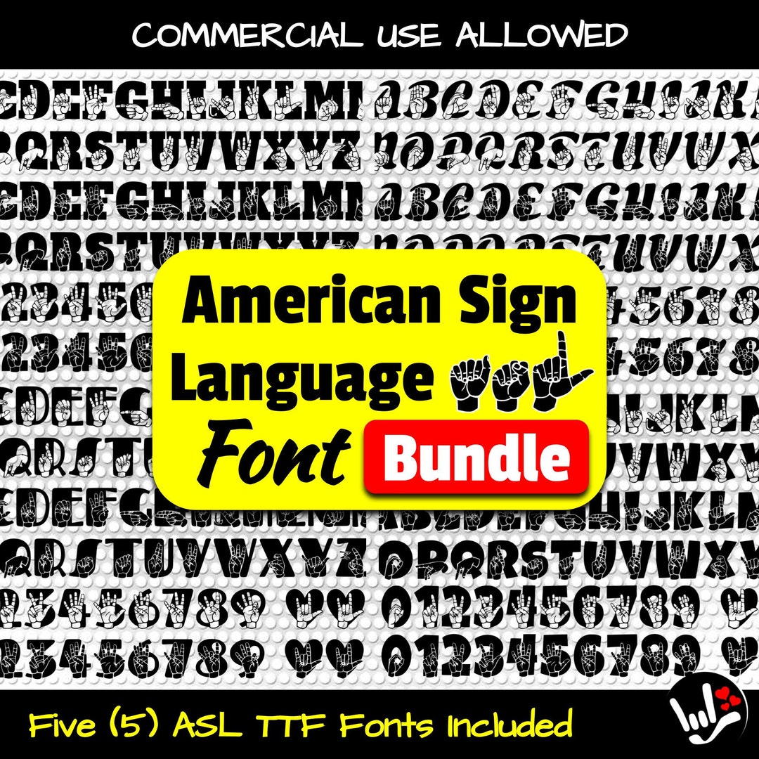 ASL Font Bundle TTF Files • 5 Unique Fonts Included • 2 Versions of ...