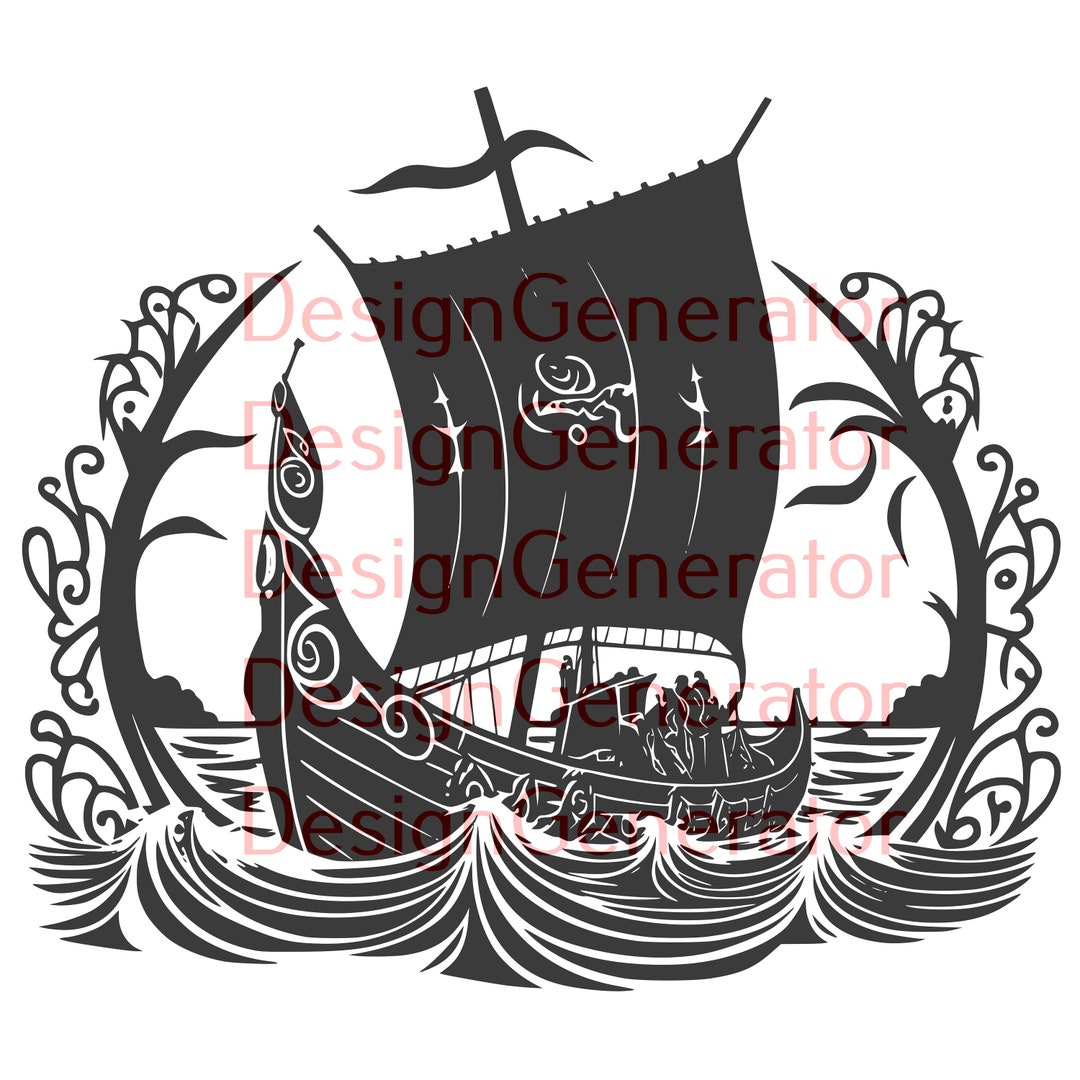 12 Viking Ship SVG and PNG Bundle – Norse Drakkar Longship Digital ...