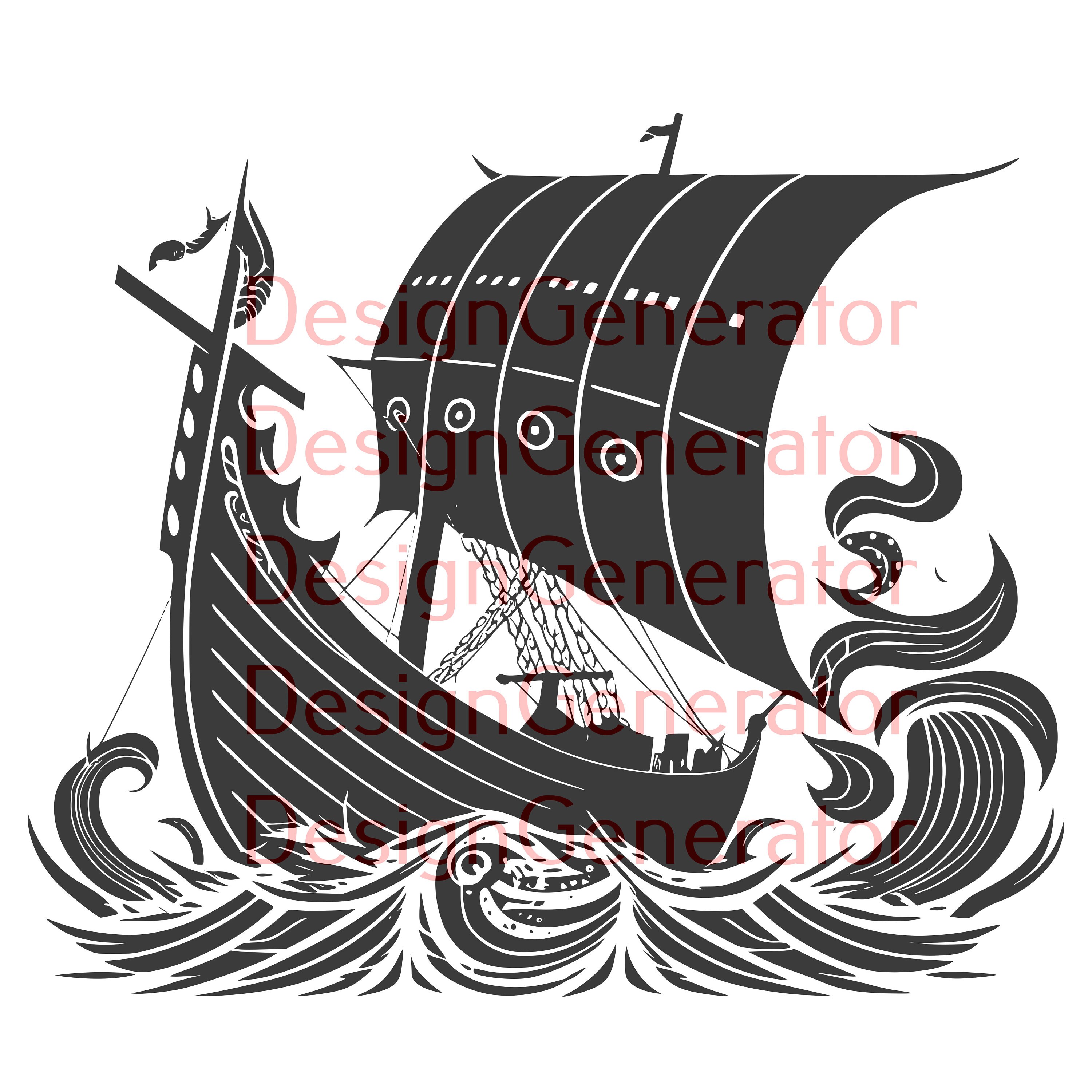 12 Viking Ship SVG and PNG Bundle – Norse Drakkar Longship Digital ...