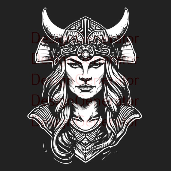 Viking Woman Warrior Drawing Female Viking Warrior Illustration In