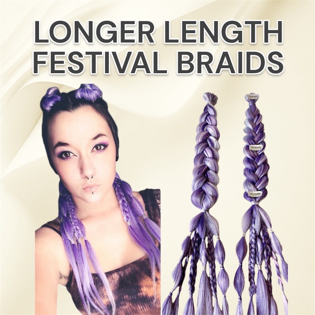 LONGER LENGTH 2x Handmade Festival Style Clip in Braids Extensions With ...