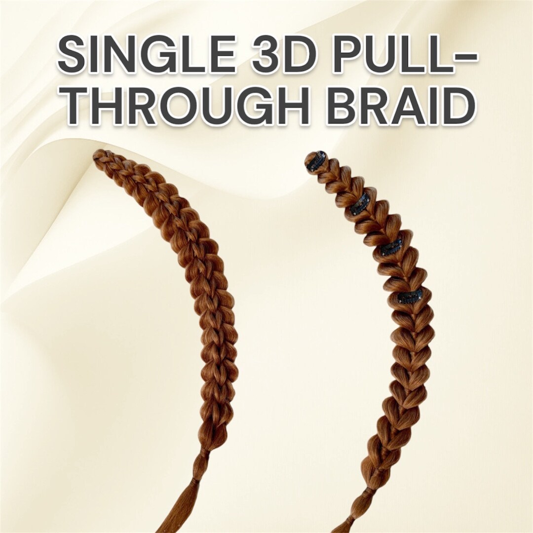 1x Single Handmade 3D Clip in Braid Extension & 10 FREE Braid Rings ...