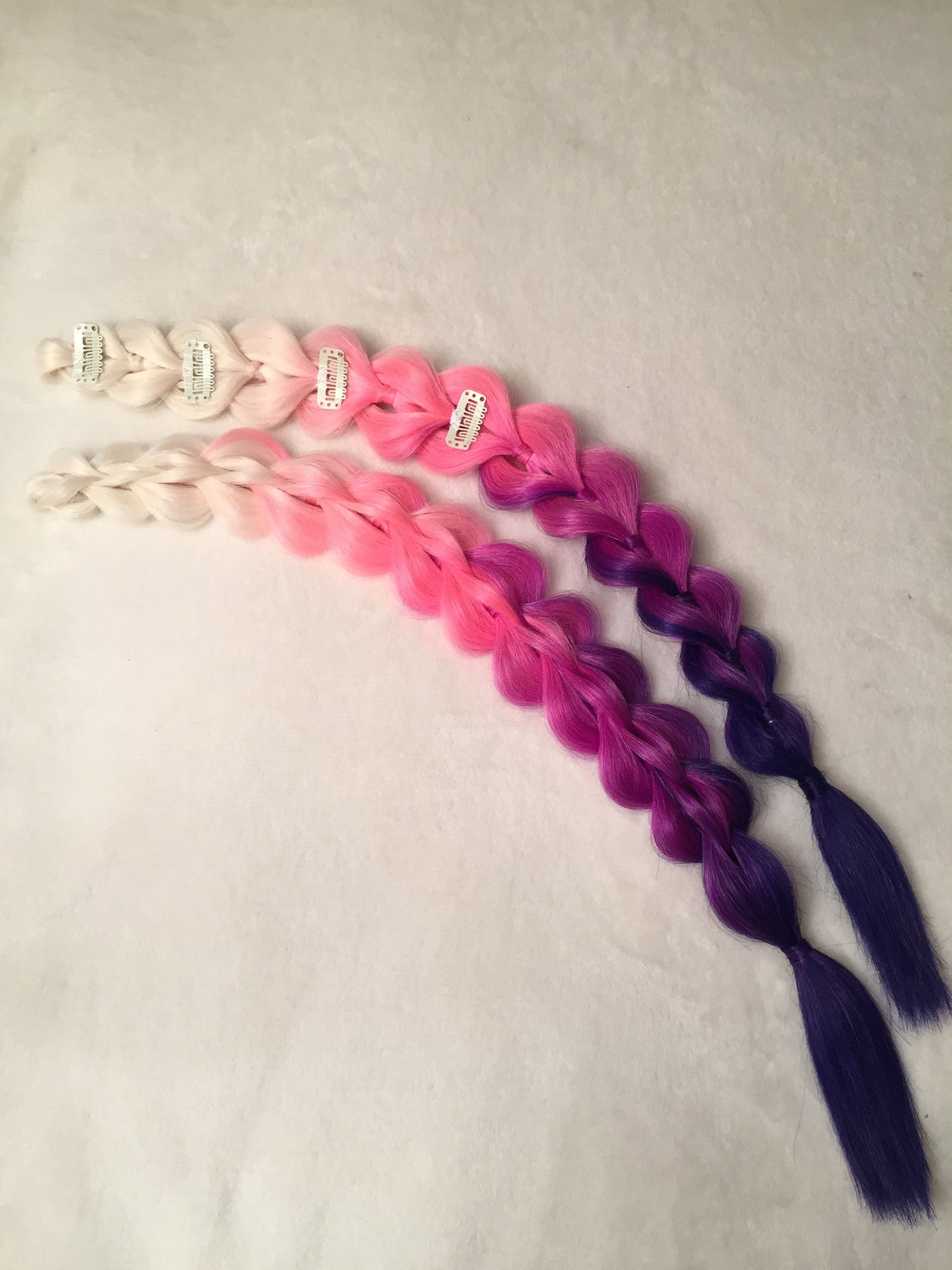 2x Handmade 3D Clip in Braids extensions 10 FREE hair rings | Etsy