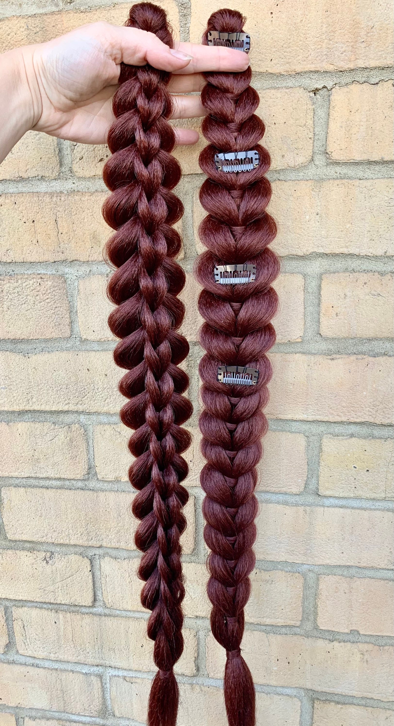 2x Handmade 3D Clip in Braids Extensions 10 FREE Hair Rings | Etsy UK