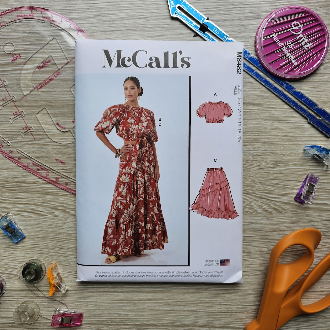 Mccall’s M8482 Boho Crop Top & Asymmetric Tiered Skirt Pattern – Easy ...