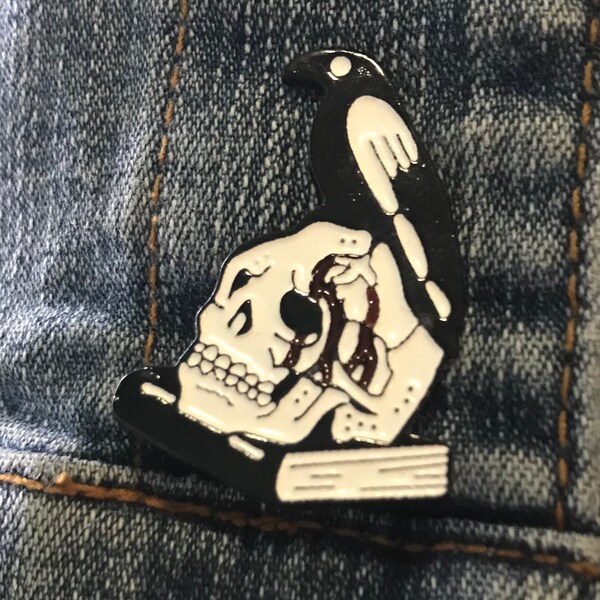 Crow Skull Pin - Etsy