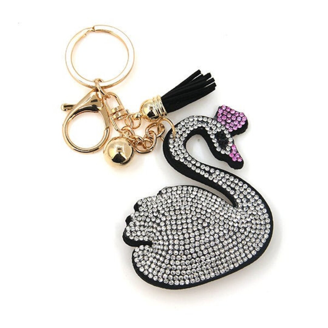 Silver Swan Crystal Keychain - Etsy UK
