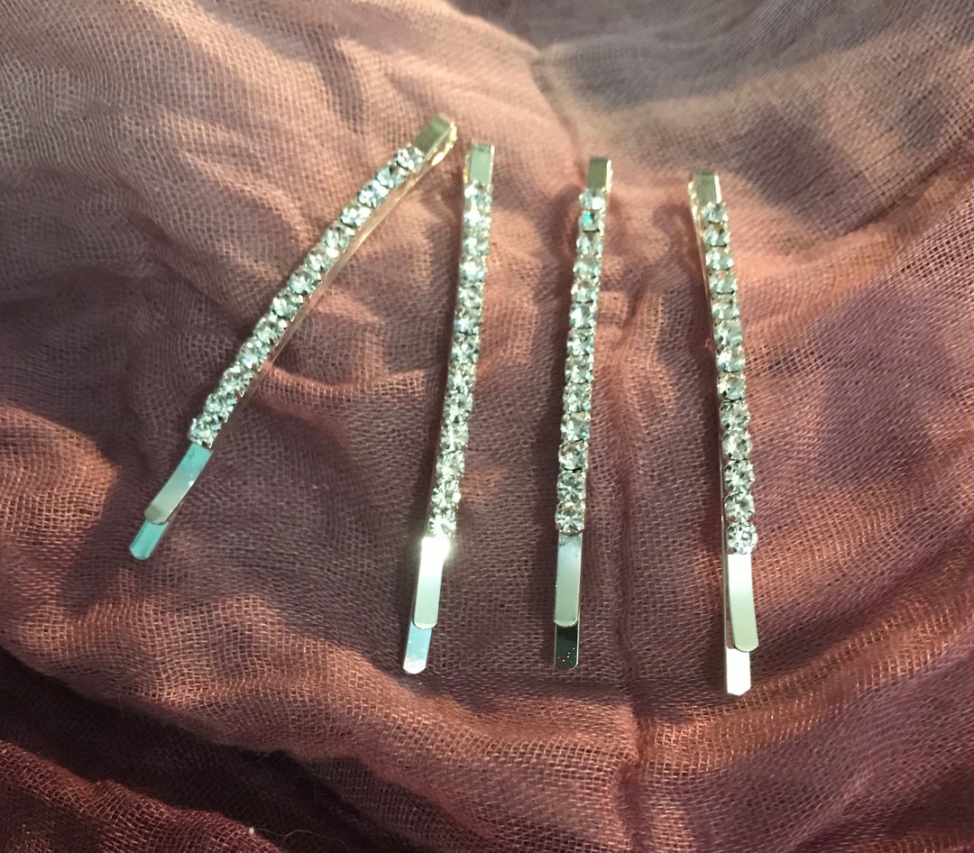 Silver Rhinestone Bobby Pin Set - Etsy