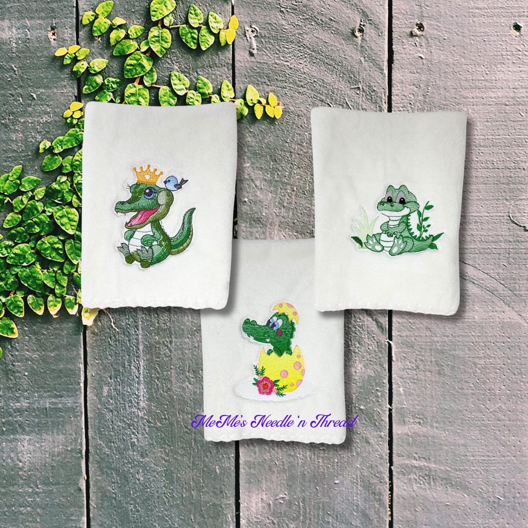 Alligator Embroidered Burp Cloths, Baby Accessories, Alligator Wearing ...