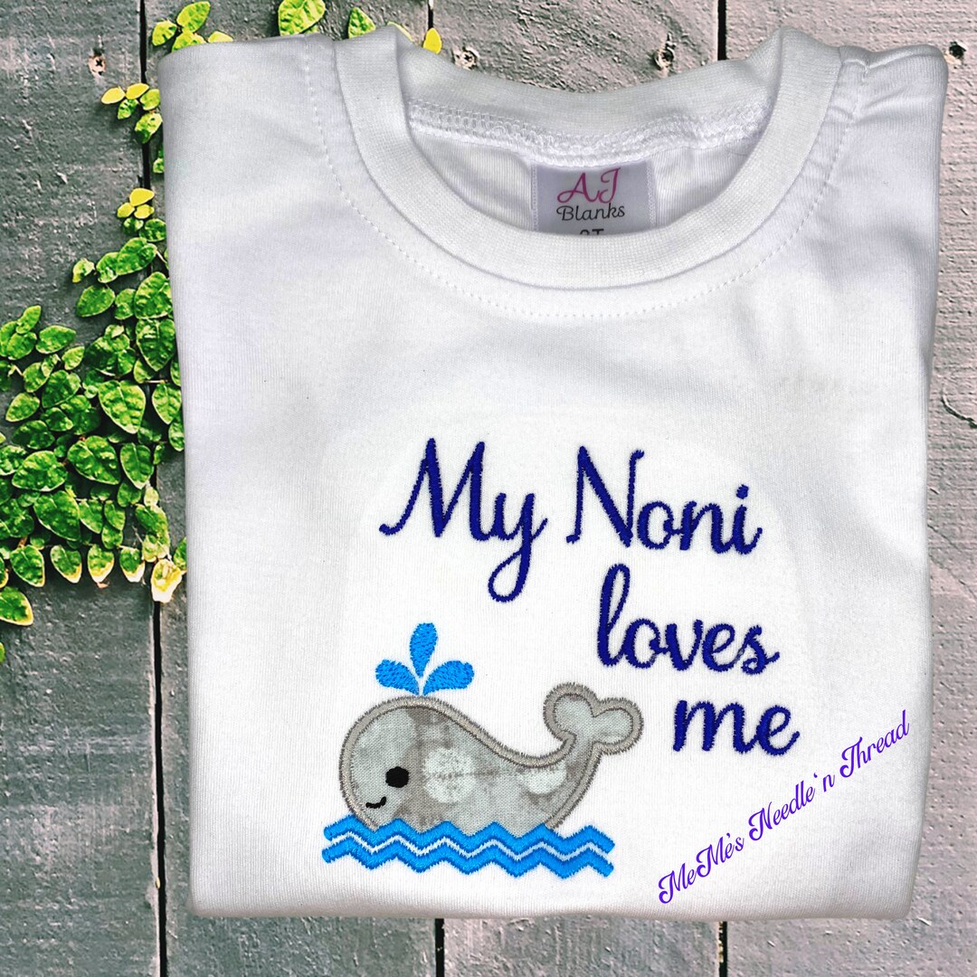 Noni Loves Me Shirt; Boy or Girl Whale Shirt, Grandma, Grandpa, Aunt ...