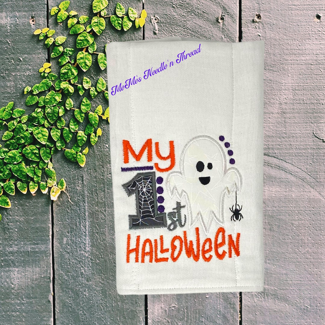 1st Halloween Burp Cloth, Ghost, Spider, Can Be Personalized, Baby ...