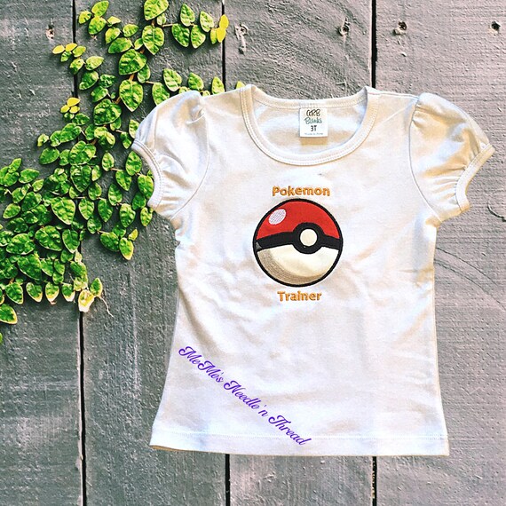 Pokemon Red and White Trainer Pokeball Embroidered Shirt - Etsy