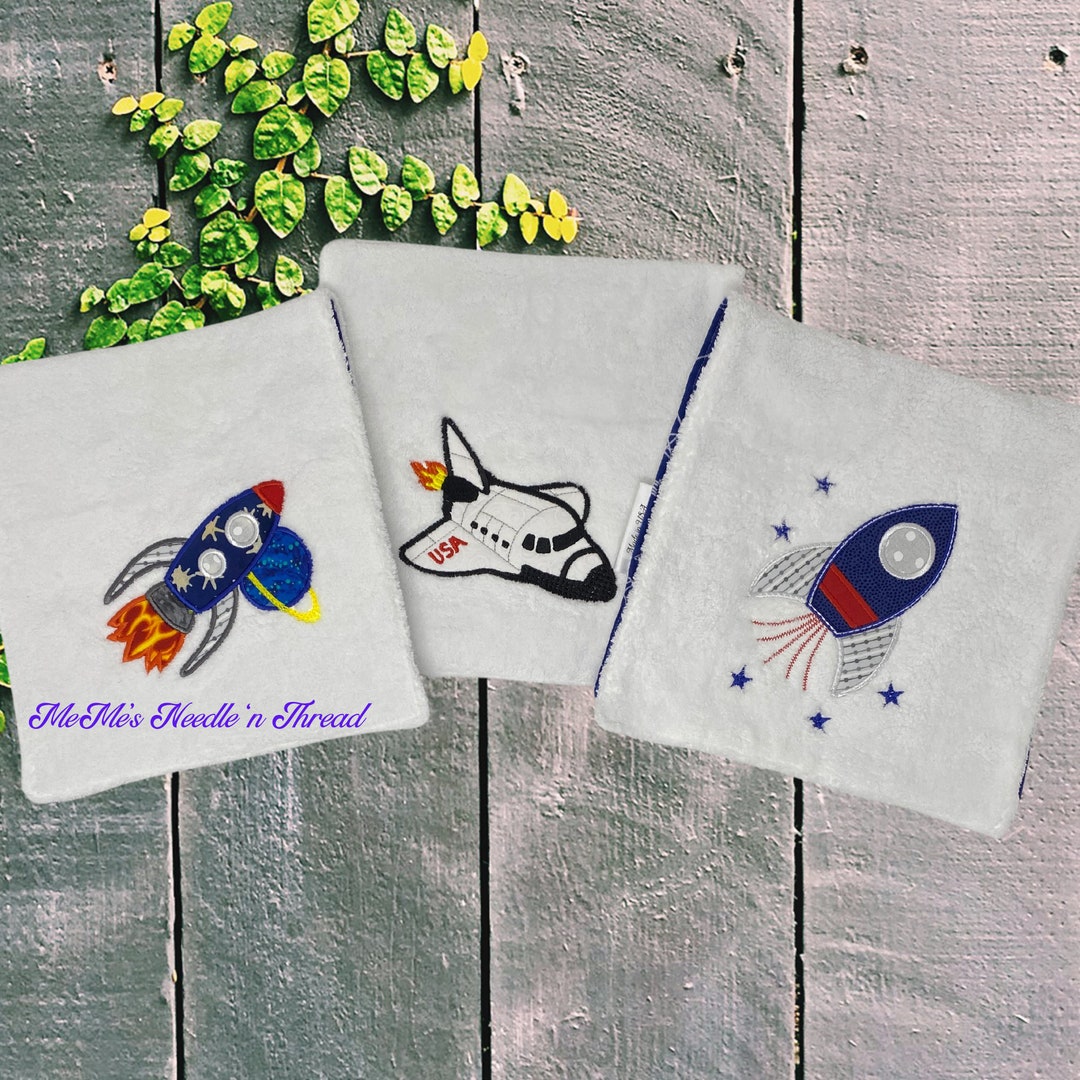 Space Transportation Burp Cloths, Rocket, Space Shuttle, Planet, Can Be ...