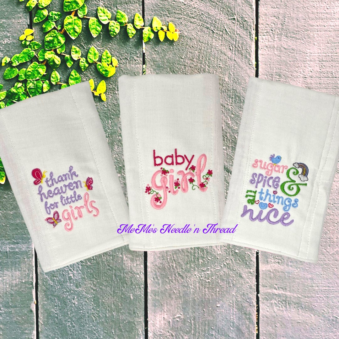 Baby Girl Embroidered Burp Cloths, Baby Accessories, Sugar & Spice ...