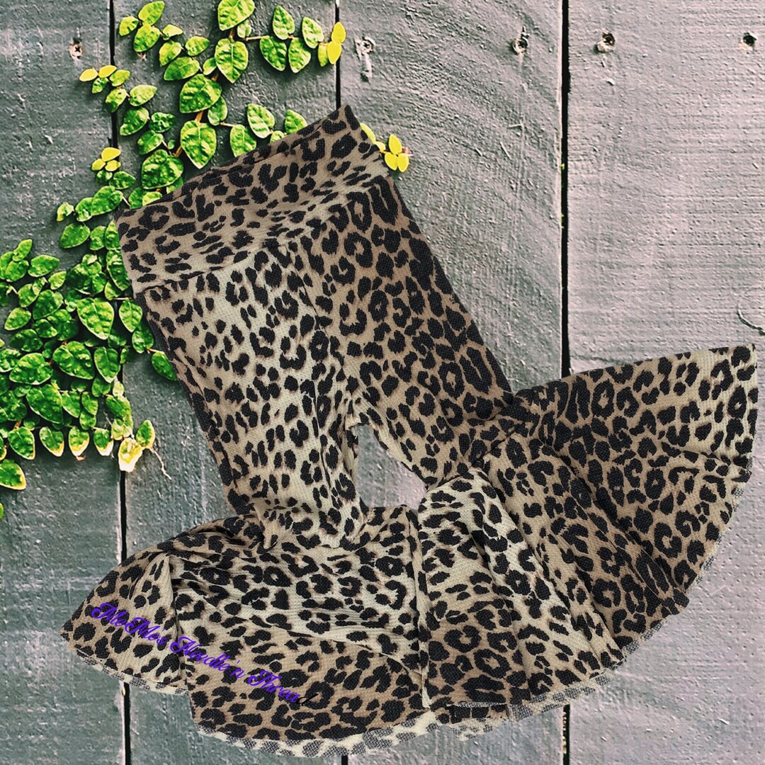 Leopard Print Large Bell Bottom Pants, Leopard Print, Flare Bell ...