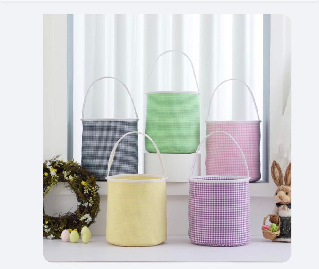 Easter Basket, Gingham Reusable Easter Basket, Can Be Personalized - Etsy