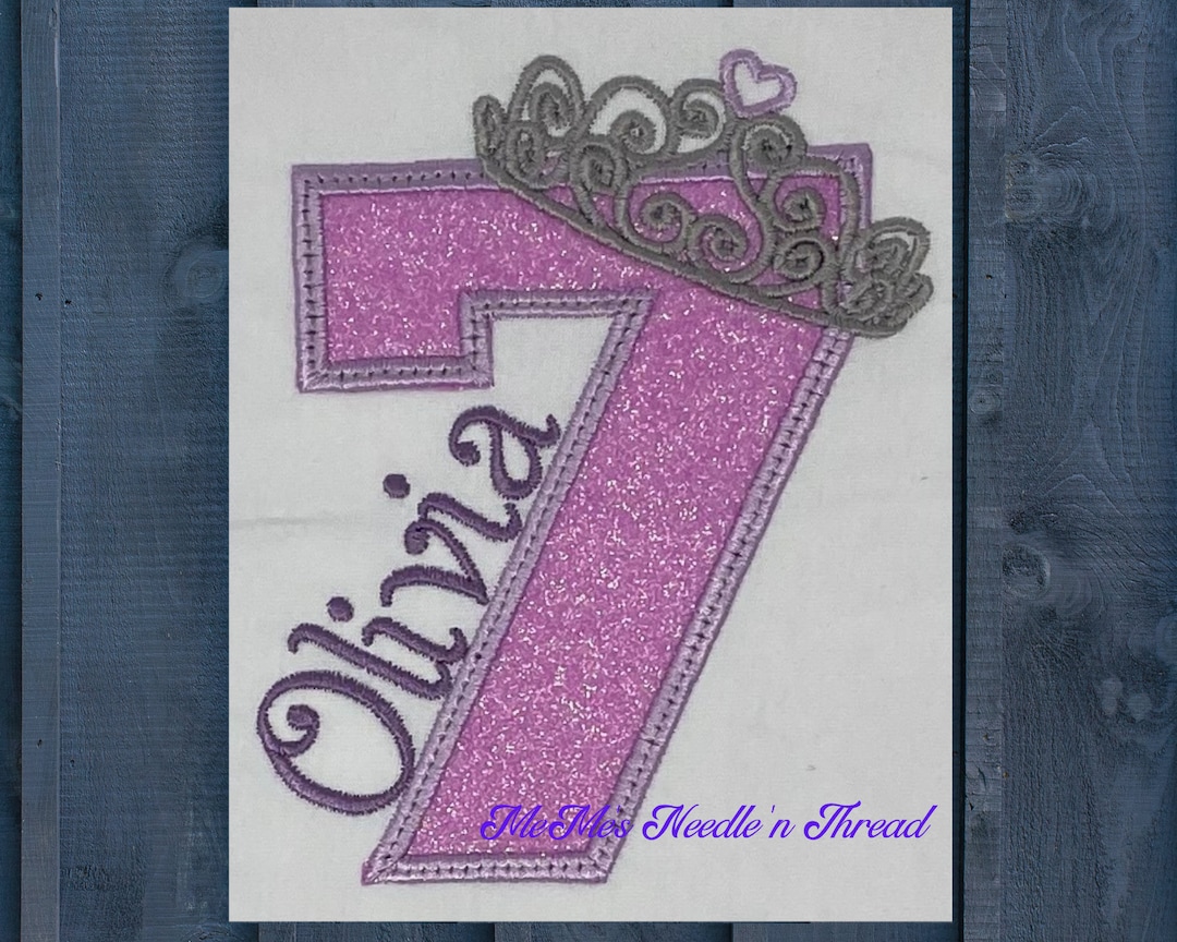 7th Birthday Pink Glitter and Crown Girls T-shirt, Seventh Birthday ...