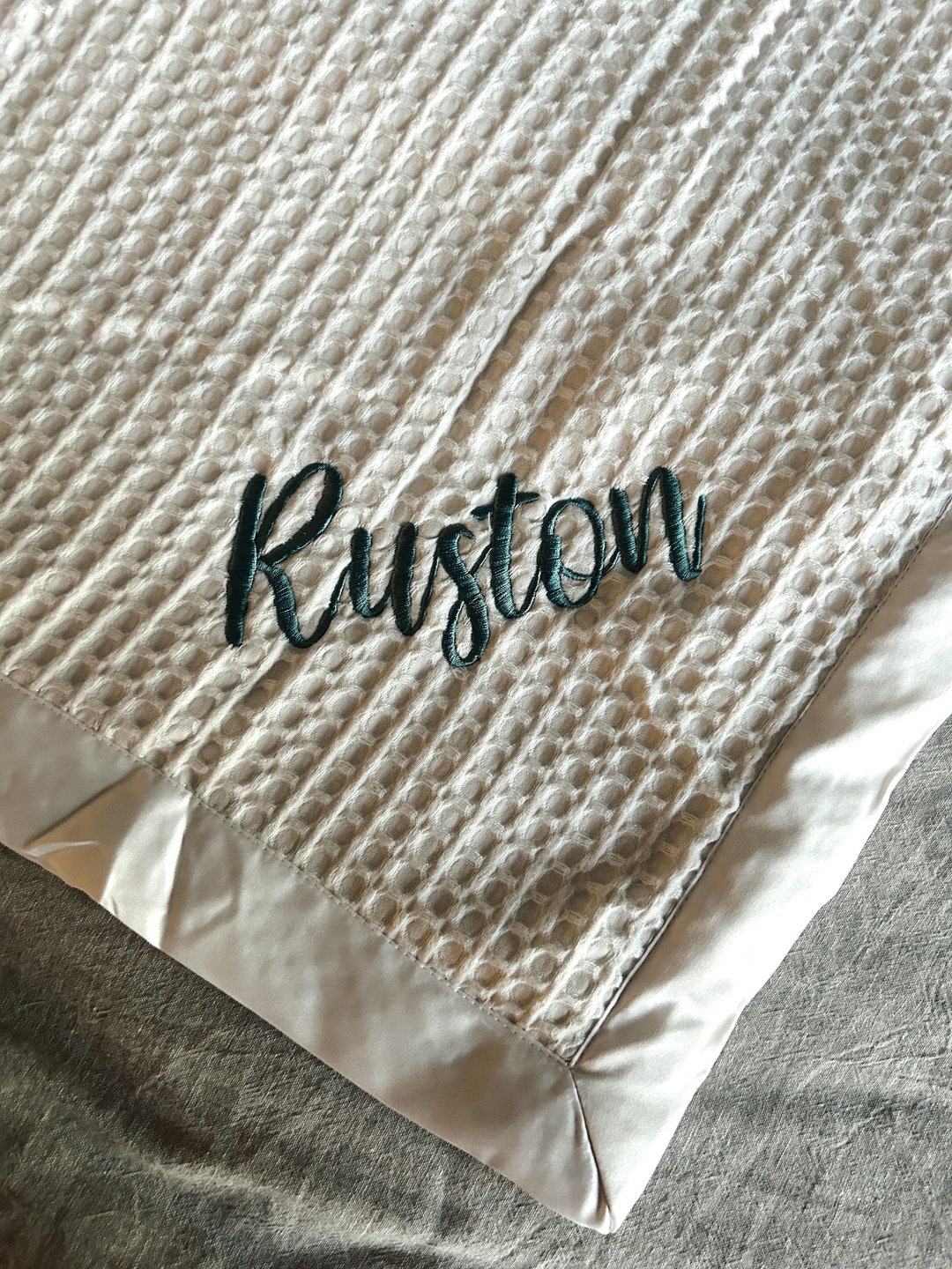 Waffle Knit Personalized Baby Blanket |waffle Knit Baby Blanket ...
