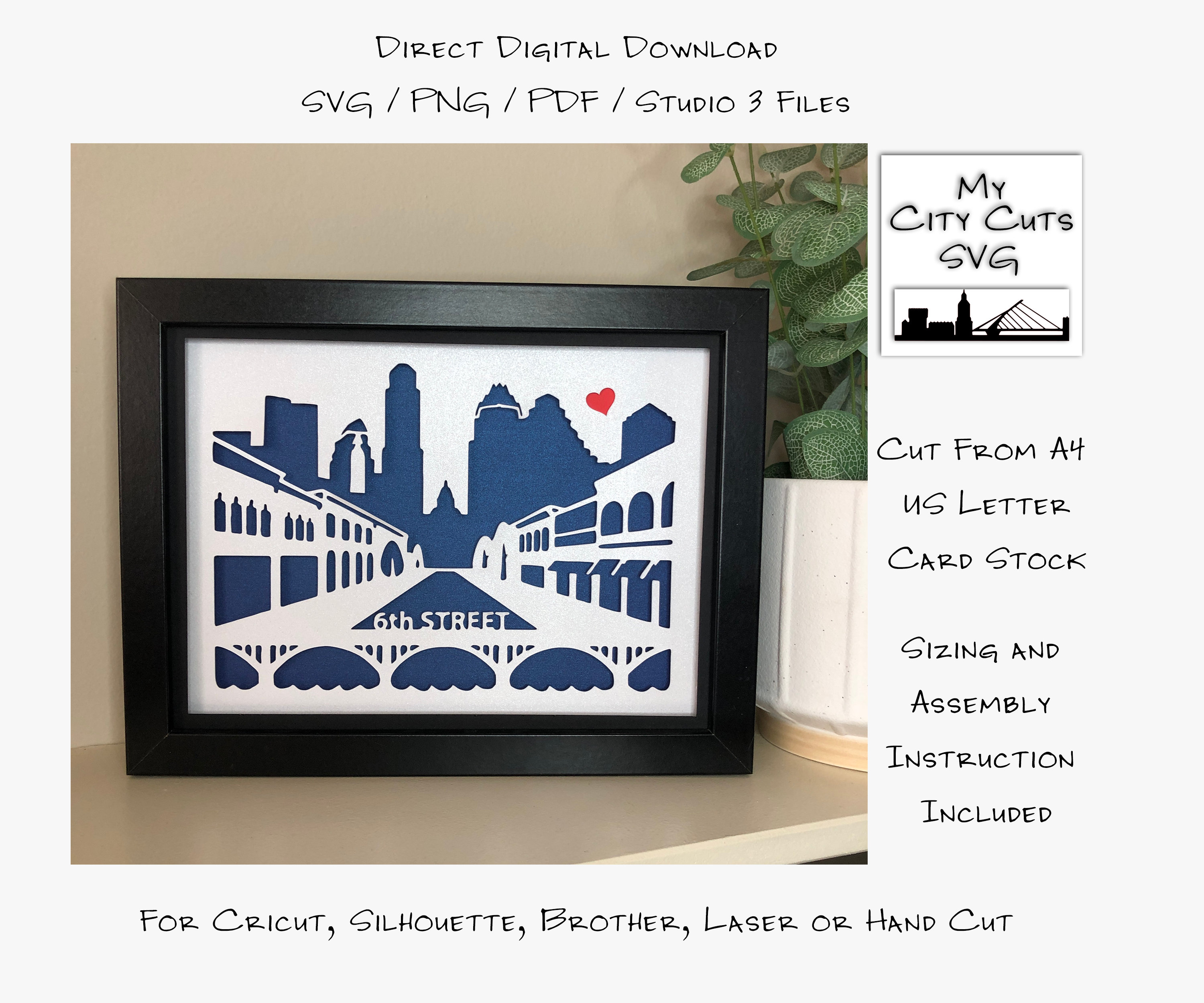 Austin Texas City Skyline Shadow Box SVG Cut Files for Cricut, City ...