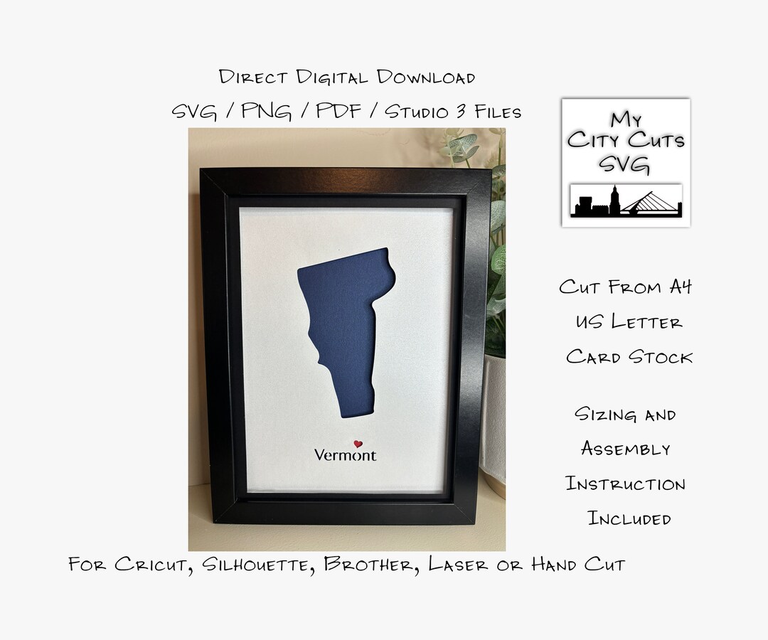 Vermont State Shadow Box SVG Cut Files for Cricut, Brother, Laser or ...